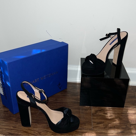 Stuart Weitzman | Shoes | Stuart Weitzman Black Velvet Platform Heels ...